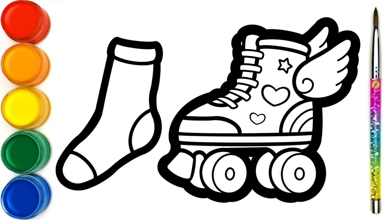 Menggambar dan Mewarnai Kaus Kaki dan Sepatu Roda Cantik Warna Warni ...