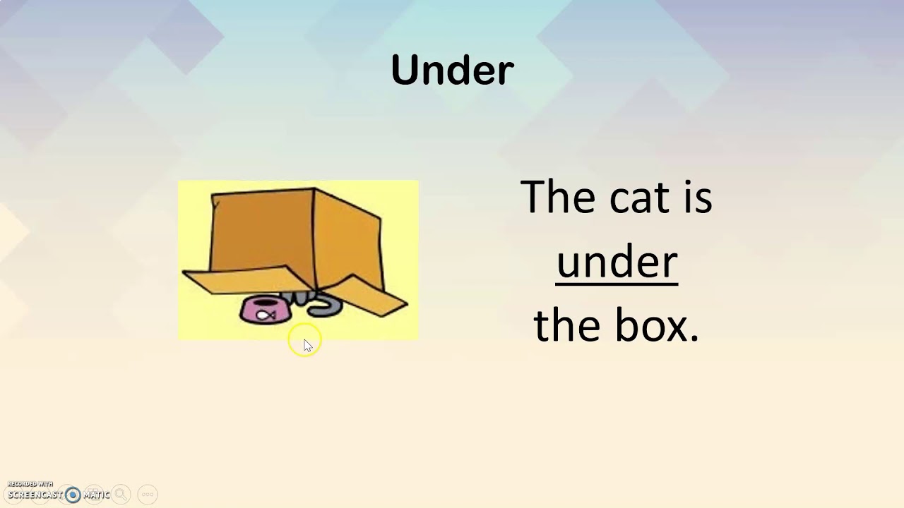 Preposition (in front of, behind, between, on, in, under) - YouTube