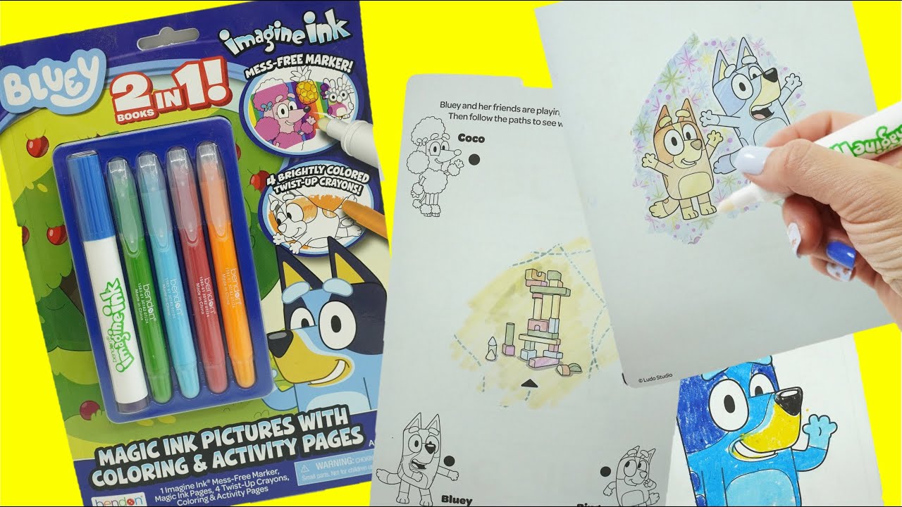 Bluey & Bingo 2 in 1 Imagine Ink and Coloring Activity Book - YouTube