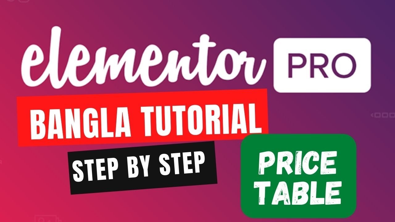 How to Make Price Table Using Elementor Pro bangla tutorial 2022 - YouTube