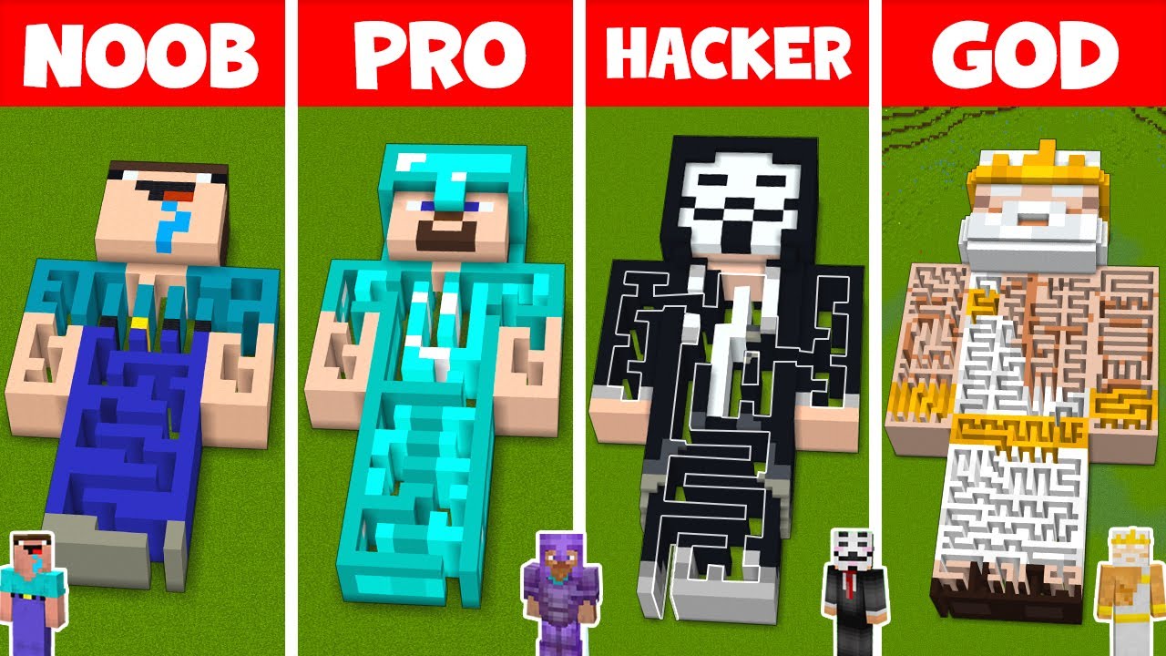 Minecraft STATUE MAZE : NOOB vs PRO vs HACKER vs GOD BUILDING ...