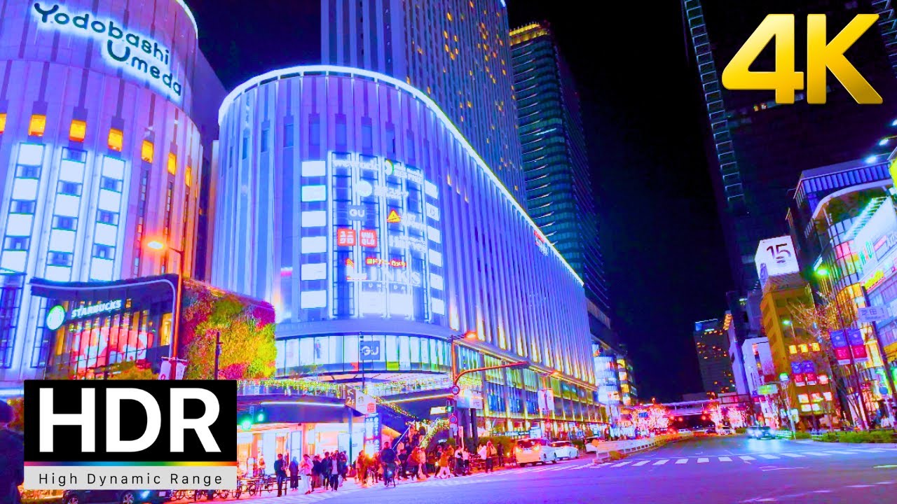4K HDR // Japan night walk in Umeda, Osaka - YouTube