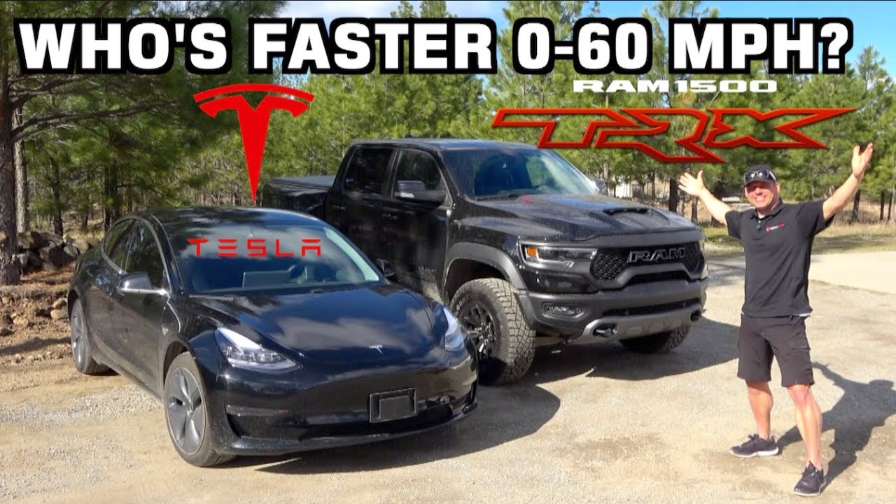 0-60 mph Showdown: Ram 1500 TRX vs Tesla Model 3 - YouTube