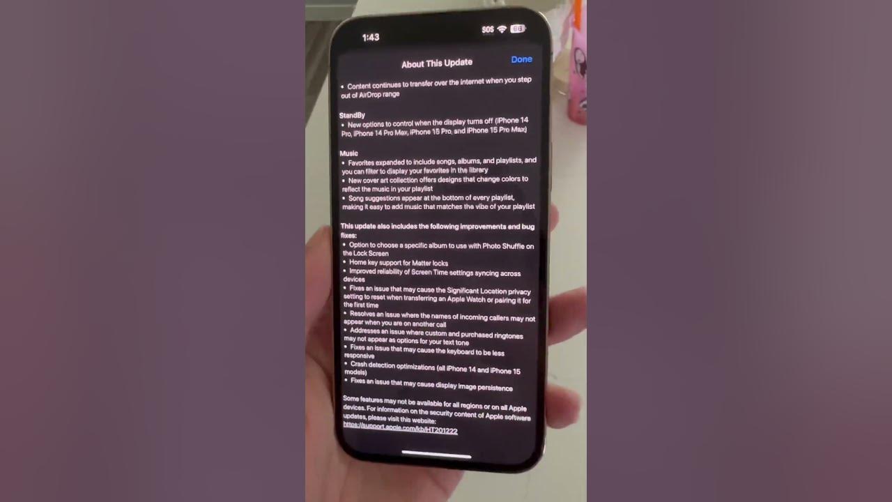 iOS 17.1 update, fixes iPhone 15 bugs!! #shorts #apple #iphone #ios17 - YouTube