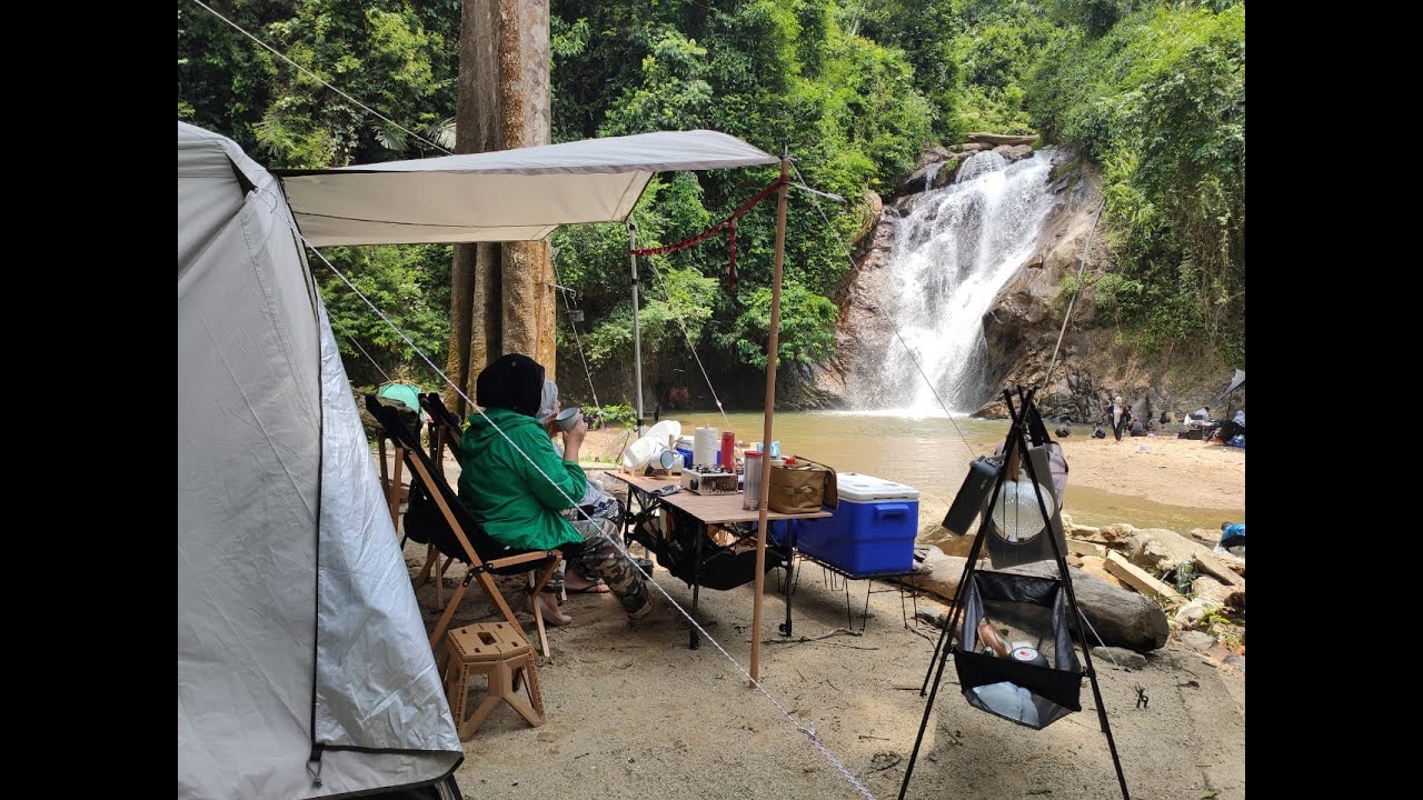 Camping by the Waterfall | Relaxing waterfall and river Sound | Lata ...