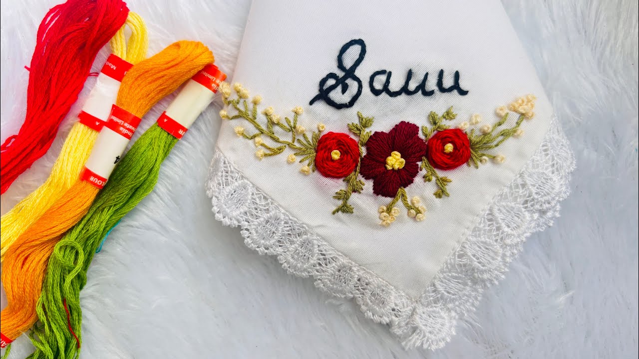 Make your own Embroidery Handkerchief at home!🌸 ||Handmade gift ideas ...