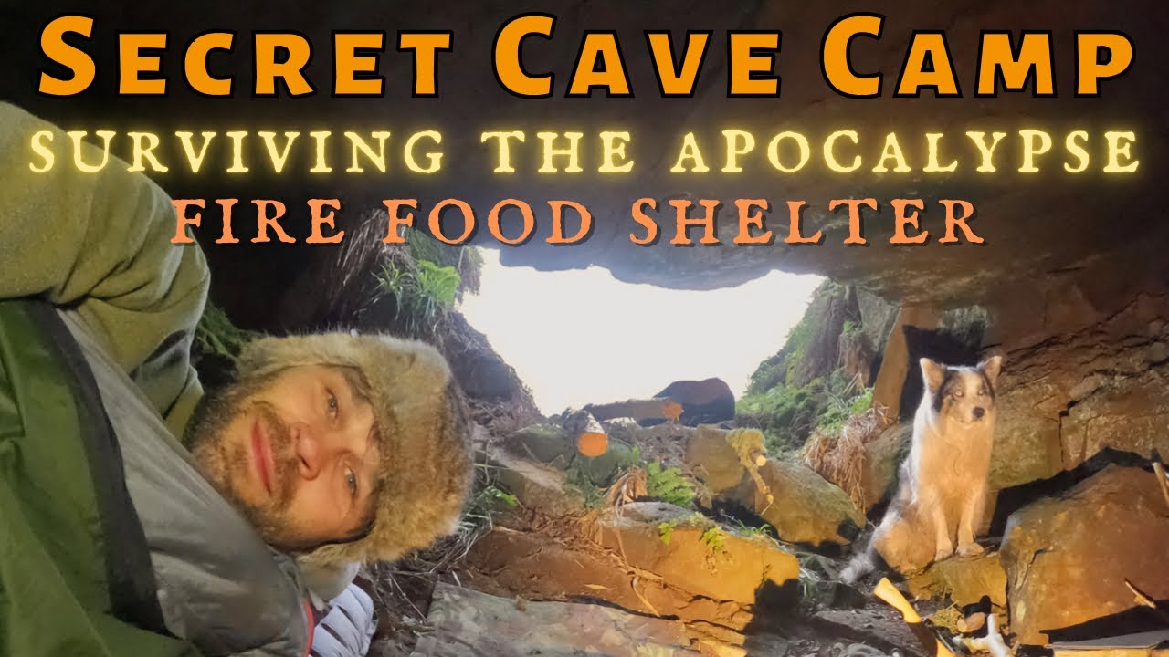 SECRET CAVE CAMP Natural Shelter Build - Fire Cooking - Bushcraft ...