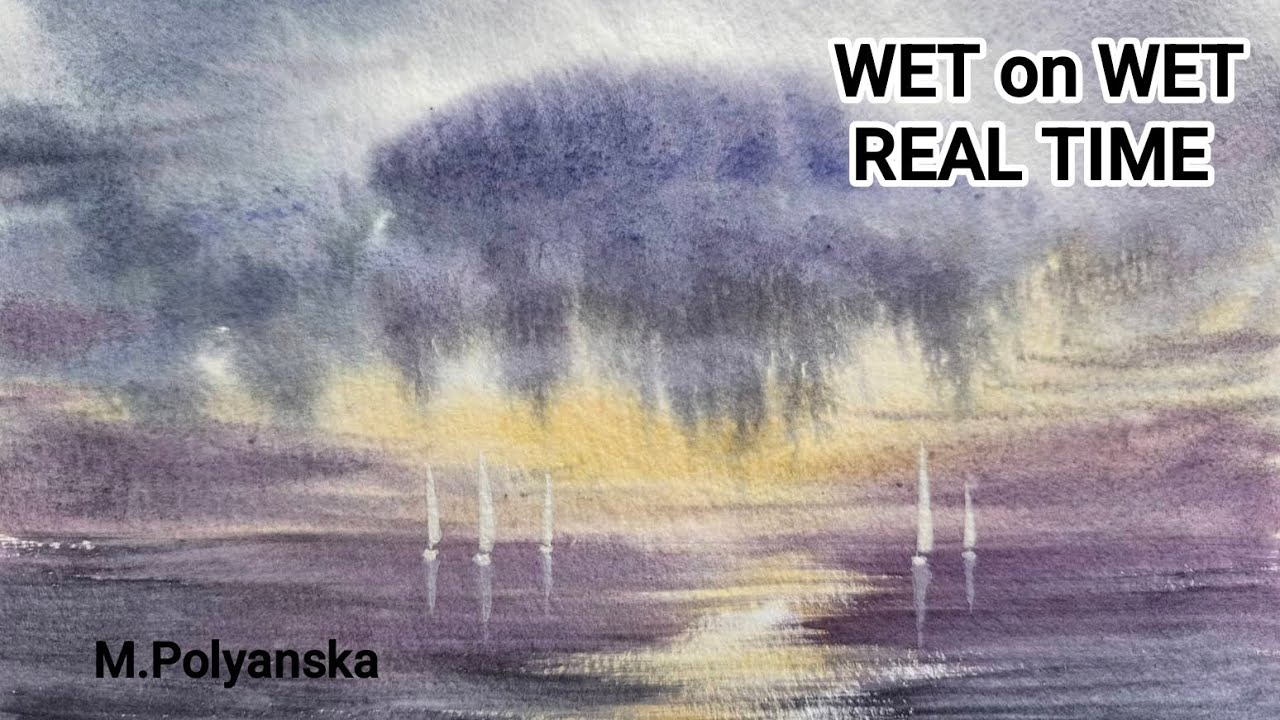 Watercolor Painting WET on WET, Tutorial for Beginners Demo Lesson Step ...