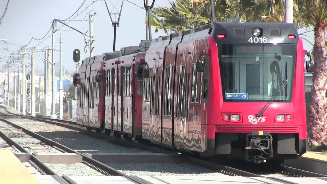 MTS Trolley - Siemens S70 #4016 Blue Line Departing Palm Avenue - YouTube