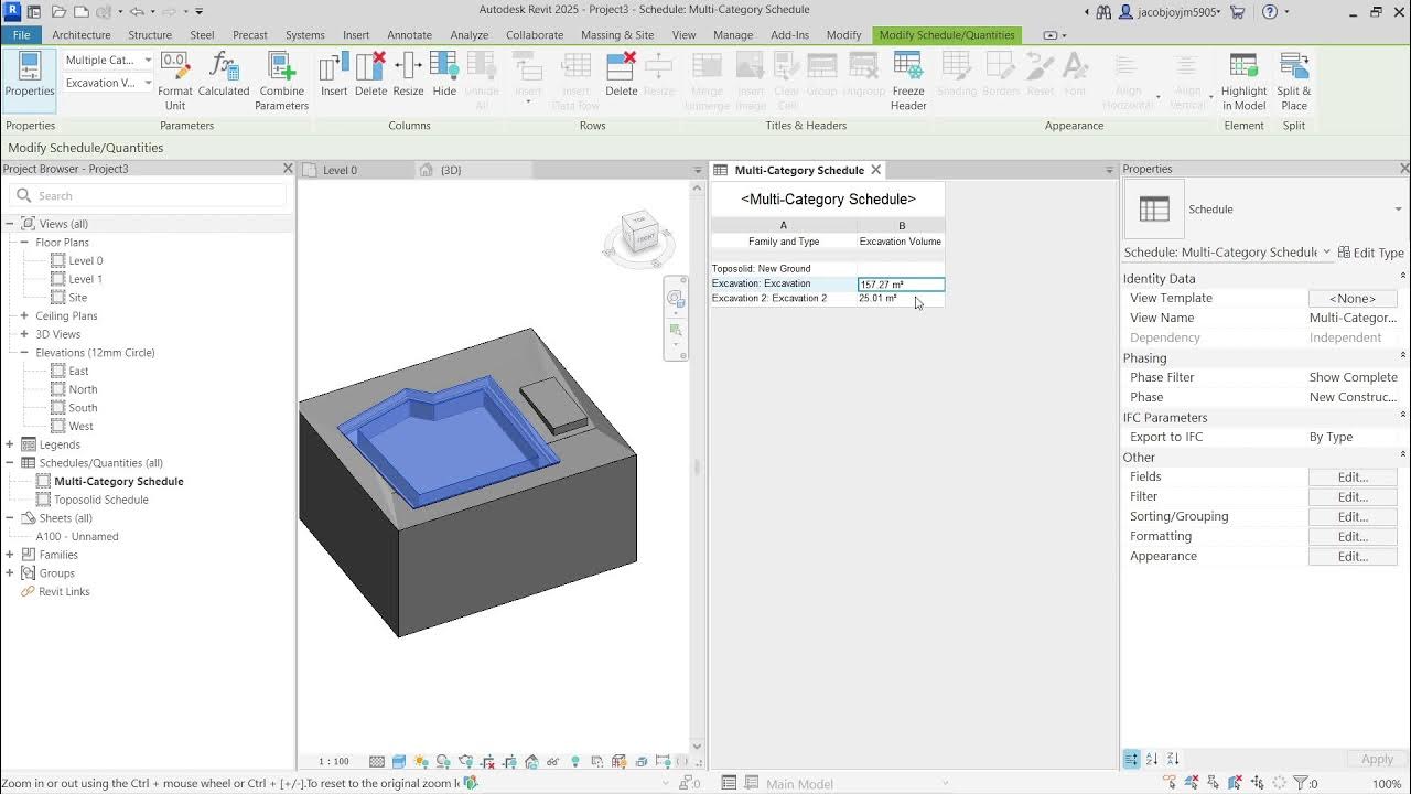 Excavation Quantity schedule in Revit 2025 - YouTube