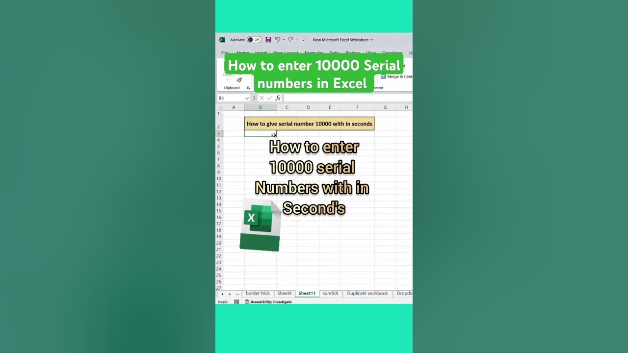 How to enter 10000 serial numbers within seconds in Microsoft Excel #excelshorts #exceltricks ...