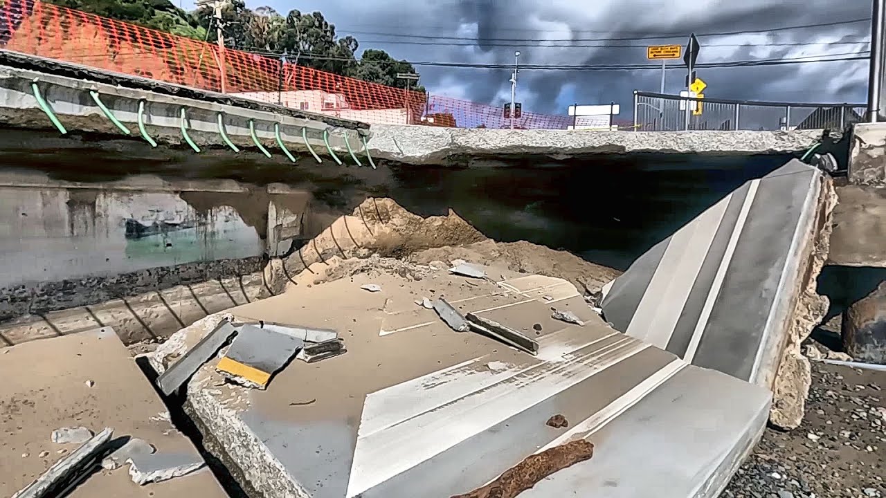 Newly Built Beach Bike Path Bridge Collapses due to Storm - YouTube