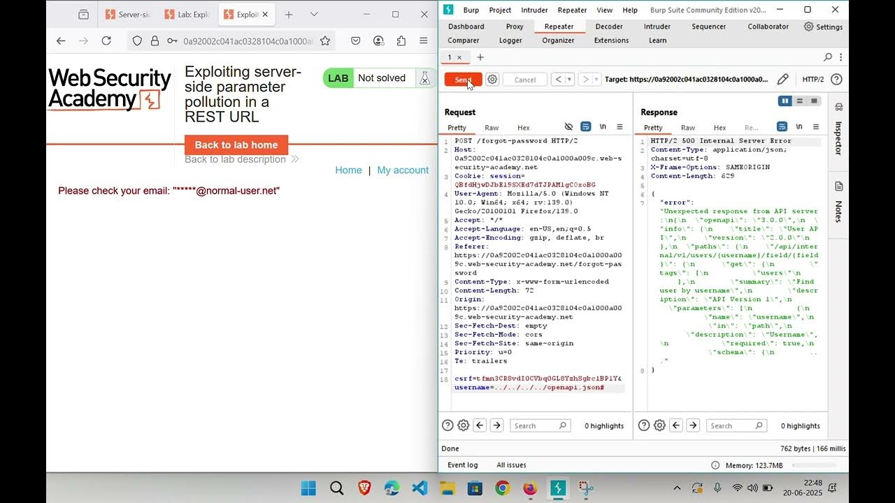 (Hindi) Exploiting server-side parameter pollution in a REST URL | Portswigger labs | API ...