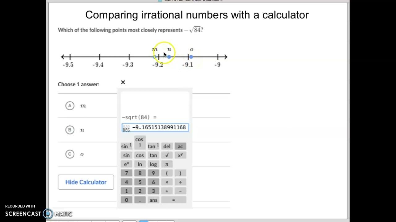 Comparing irrational numbers with a calculator - YouTube