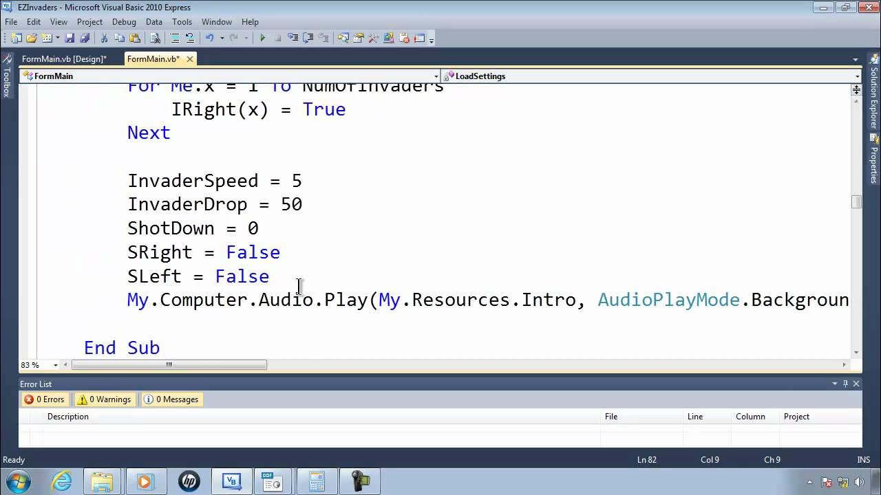 Visual Basic Express 2010 Tutorial 44 - Replaying The Game - EZInvaders Part 13 Video Game - YouTube