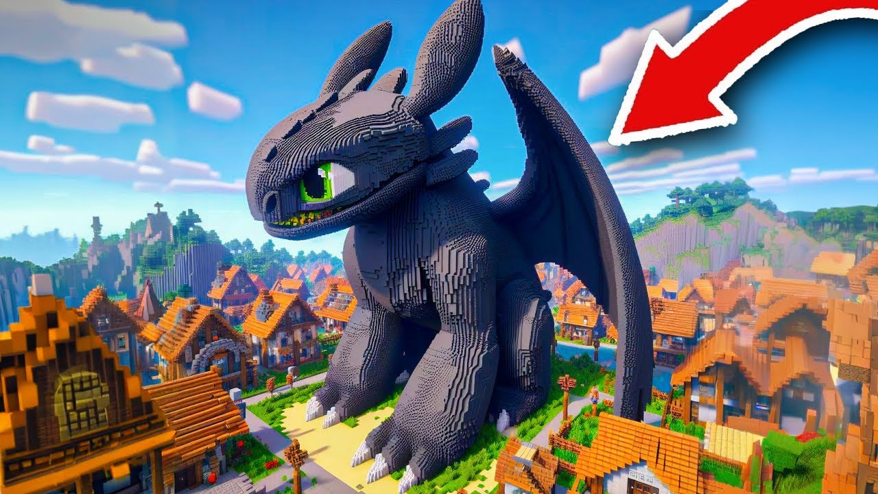 Encontramos un DRAGÓN GIGANTE en una ALDEA de MINECRAFT 1.18! - YouTube