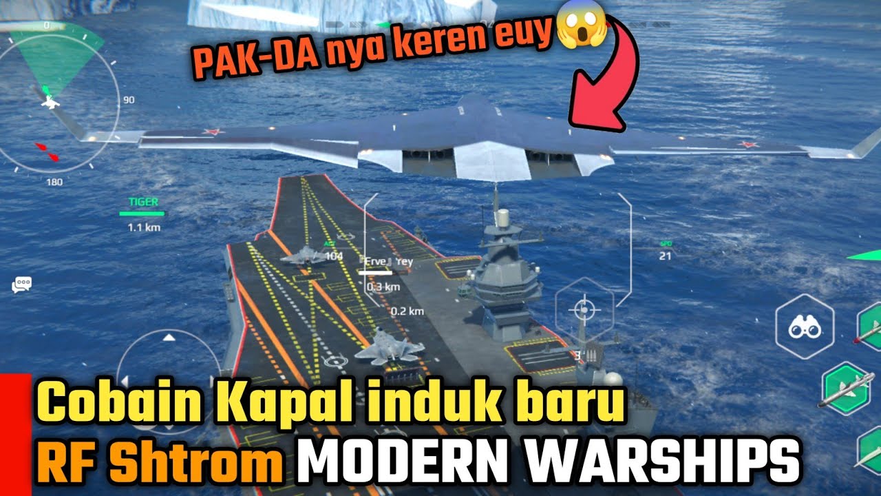 Kapal induk baru RF Shtrom Gameplay| Modern Warships| Gila keren parah ...