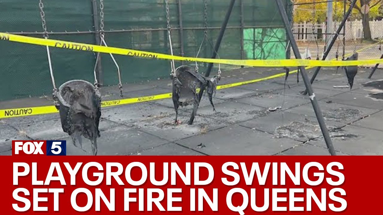 Community concerns after playground swings set on fire in Queens - YouTube