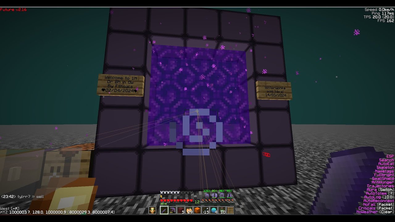 6b6T - 1M - 1M Nether Coords Achievement FT. Future Client - YouTube