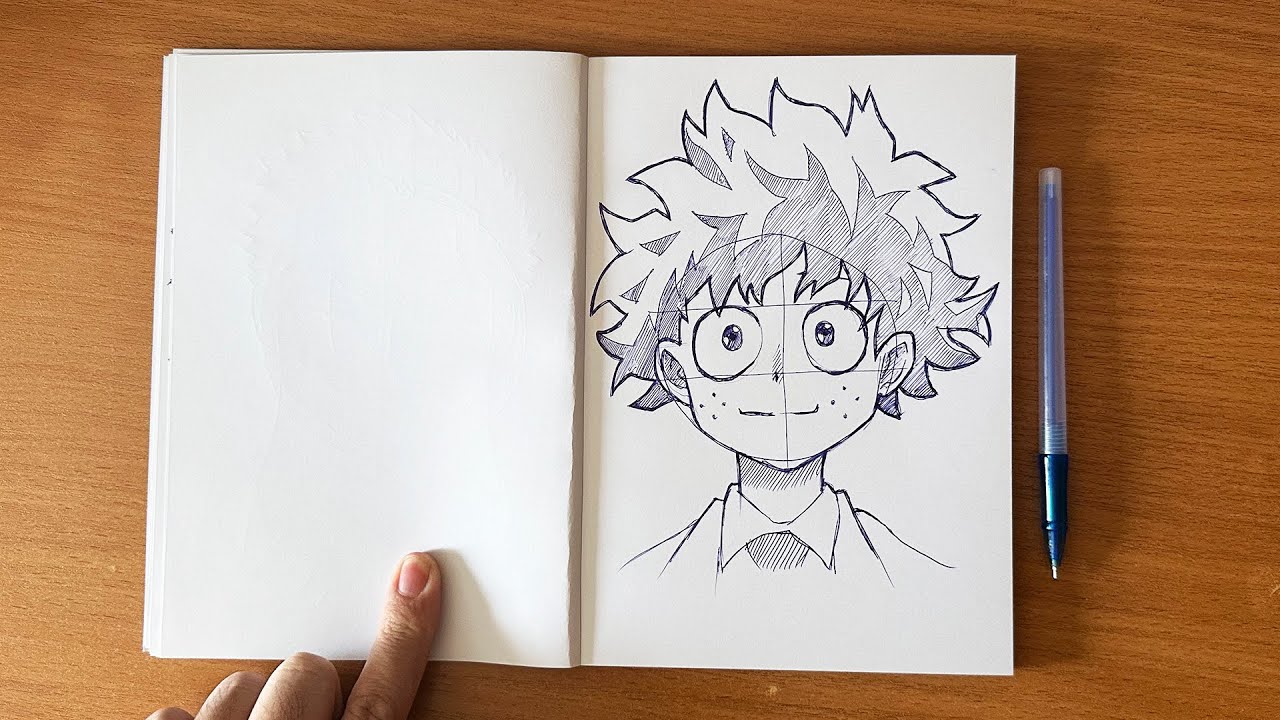 How to draw Deku Izuku Midoriya step by step || Anime pen drawing ...