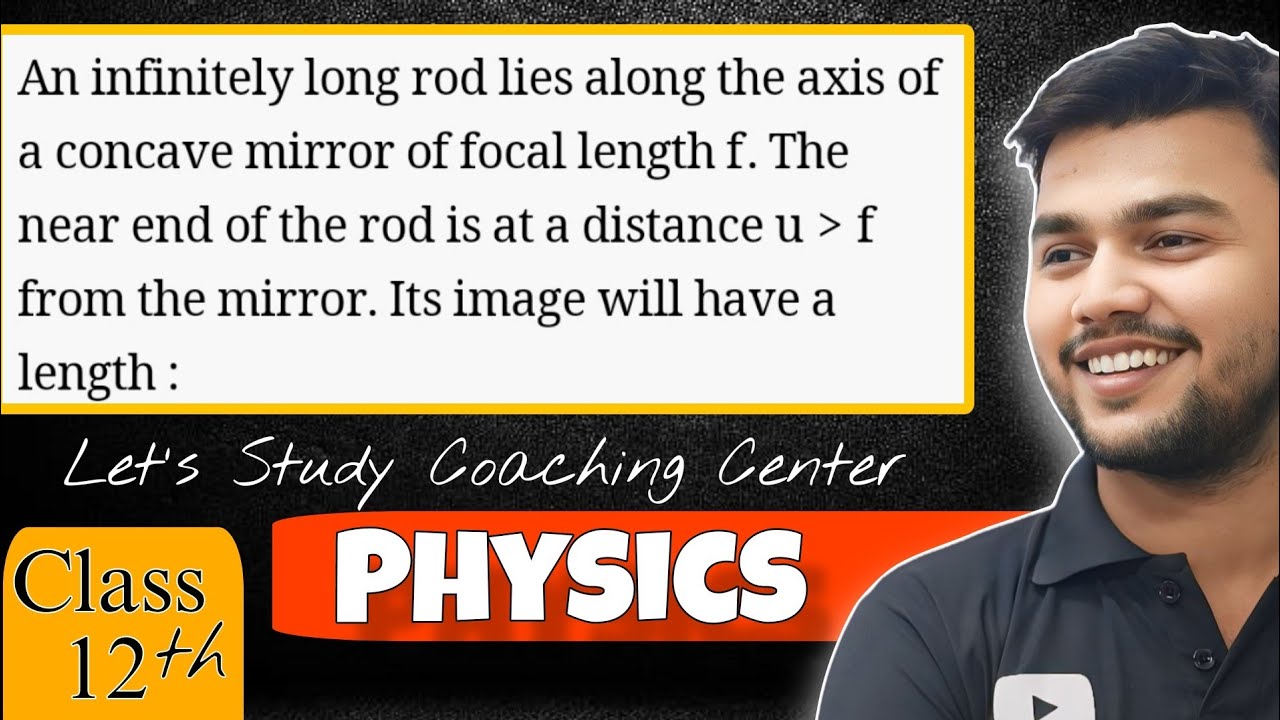 An infinitely long rod lies along the axis of a concave mirror of focal ...