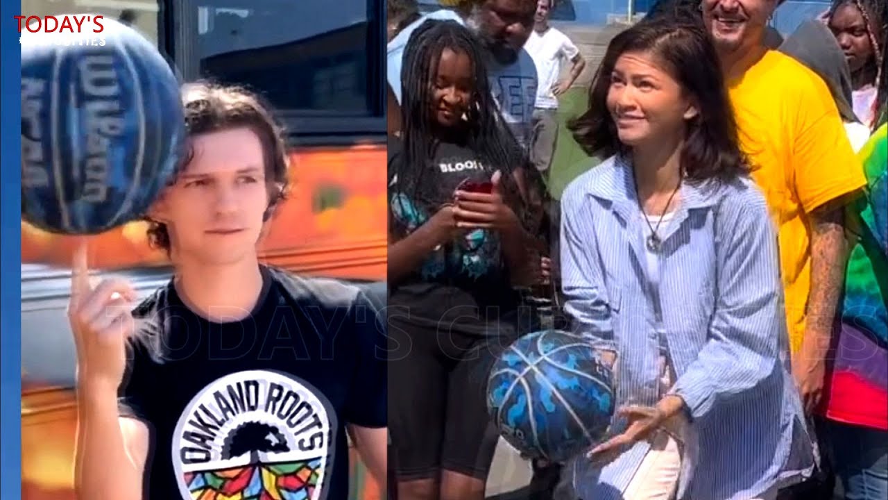 Zendaya & Tom Holland Show off Basketball Skills at an Oakland School ...