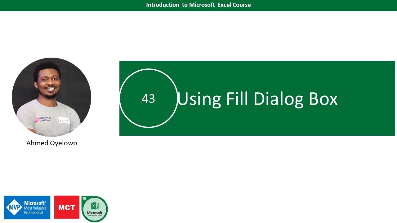 43. Fill Series with Fill Dialog box - YouTube