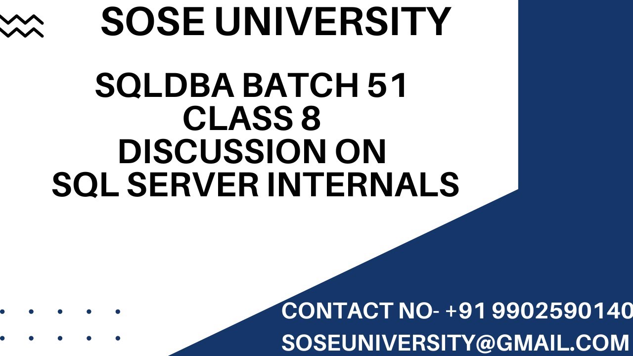 Sql Dba Batch 51 Class 8 Discussion On Sql Server Internals Contact 3650