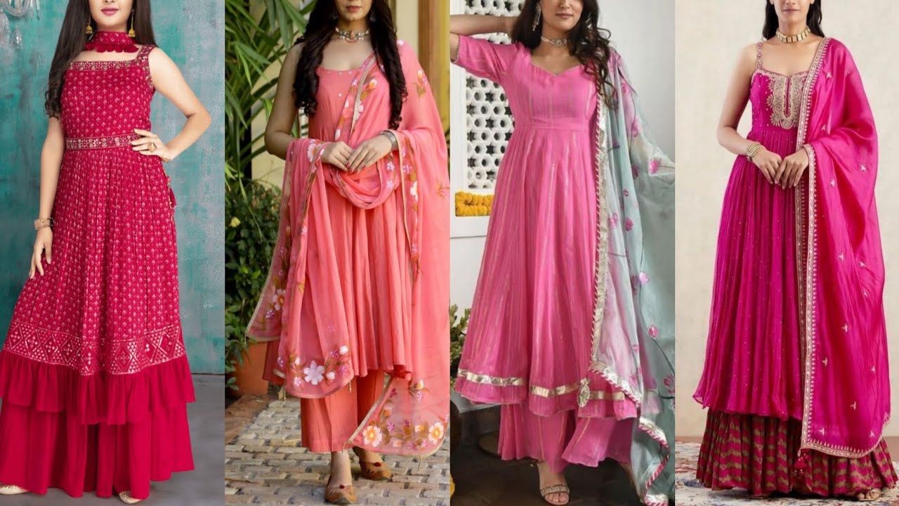 Beautiful Plazo Suit Design / Anarkali kurti with plazo/ Anarkali plazo ...