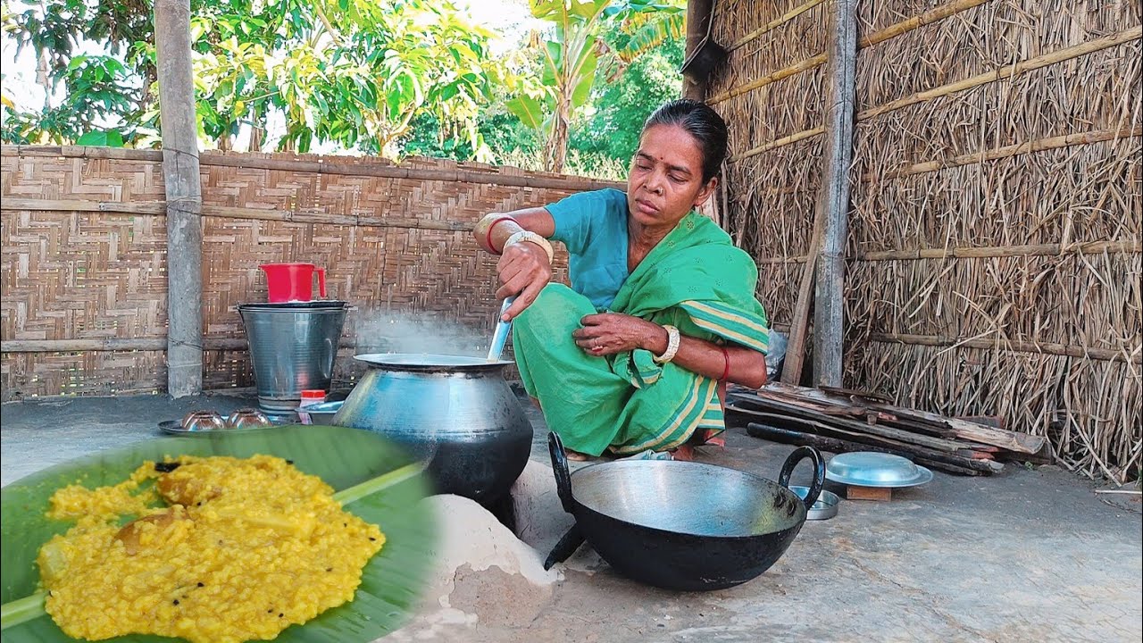 authentic bengali KICHURI recipe । cooking and eating village mother ...