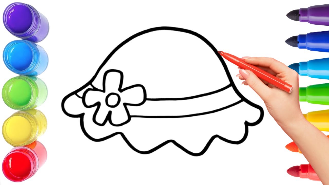 How To Draw cute hat Drawing, Painting & Coloring For Kids and Toddlers ...