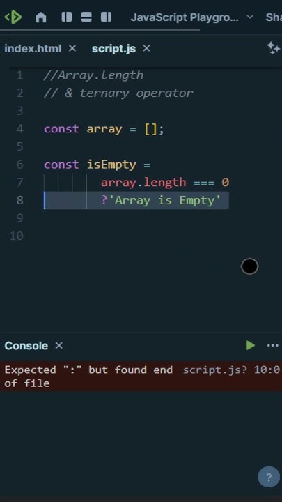 Javascript Tricks Understand Array Length Ternary Operator Shorts Codingshorts Youtube