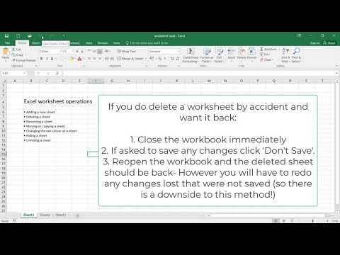 Worksheet Operations In Excel- The Basics - Youtube