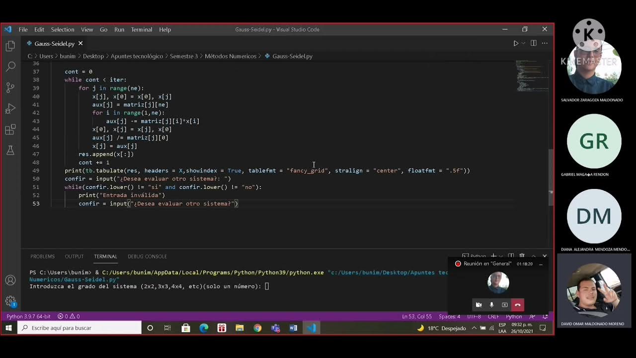 Resolución de ejercicios por el método Gauss-Seidel | Python | M^4 ...