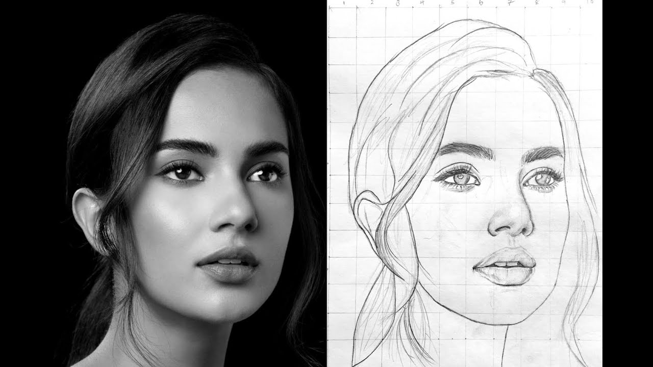 How To Draw Face |The Grid method tutorial | Guide for beginners #howtodraw - YouTube