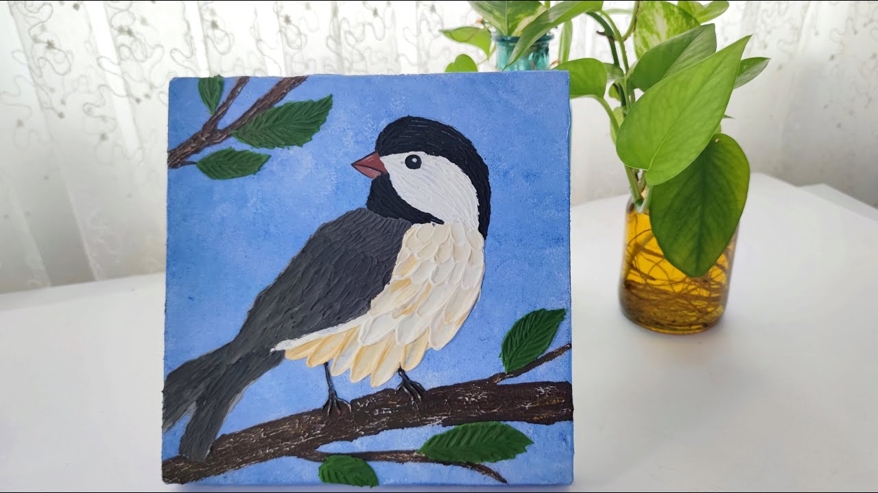 How to Paint a Bird |Texture painting | Easy for beginners | Art ...