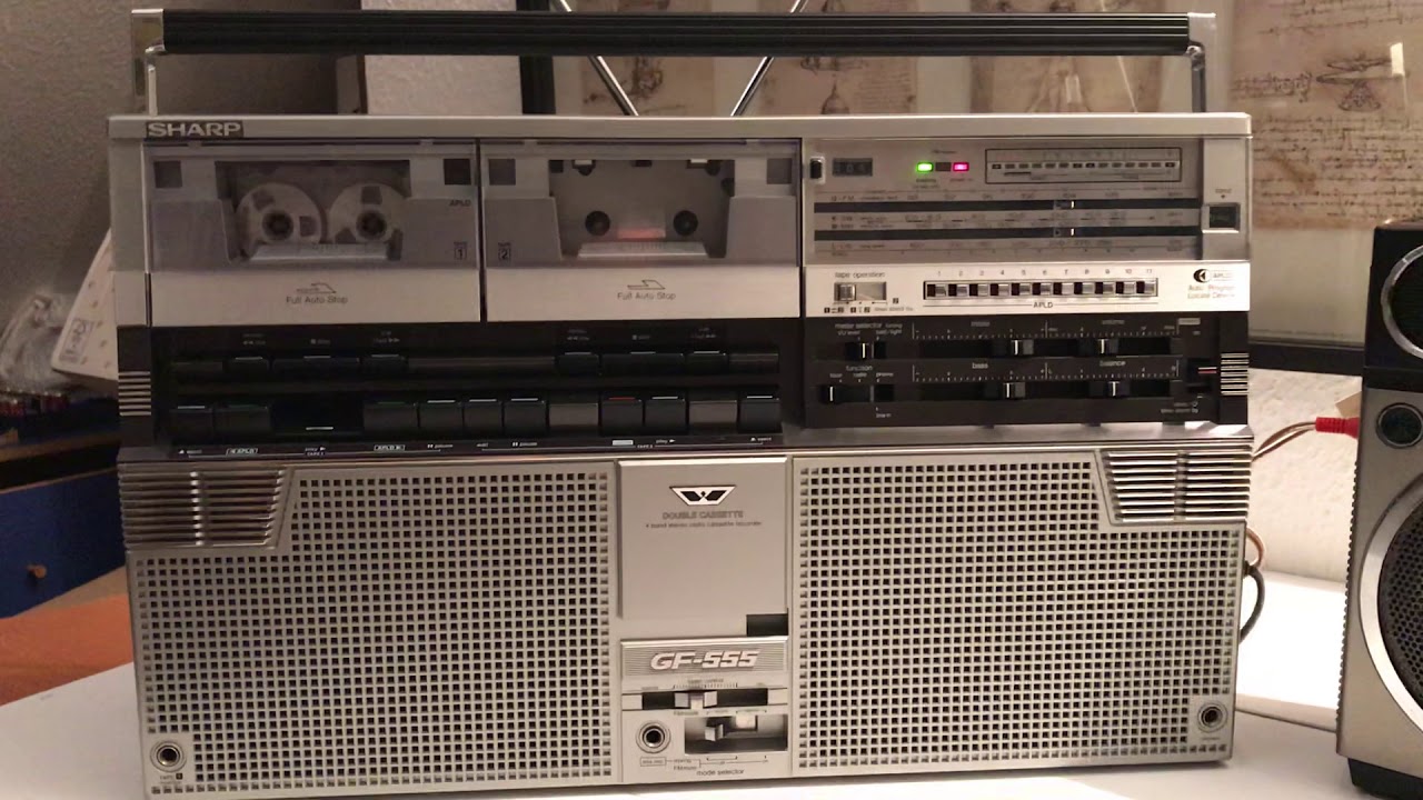 SHARP GF-555 stereo boombox double cassette - YouTube