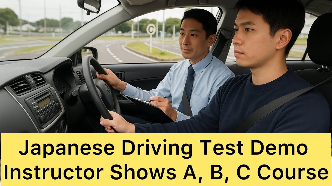 8-Japanese Driving Test Demo Instructor Shows A, B, C Course Driving ...