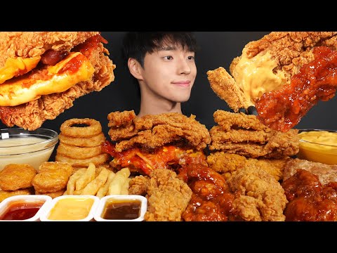 ASMR MUKBANG KFC FRIED CHICKEN & CHICKEN BURGER & SEASONED CHICKEN & FRIES & NUGGETS