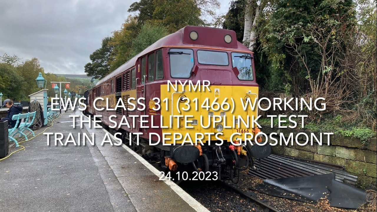EWS Class 31 (31466) working the Satellite Uplink Test Train as it ...