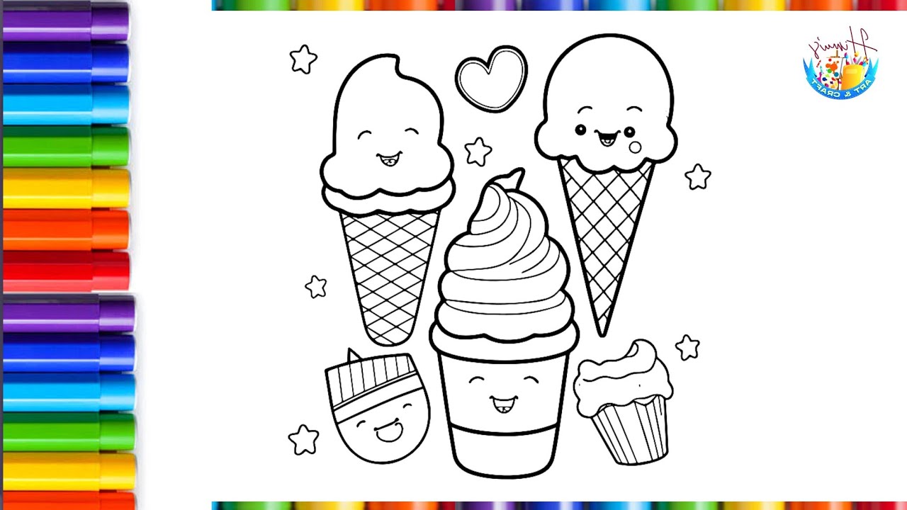 Easy Cute Ice Ceram Drawing | Step by Step Ice Cream Drawing,Panting ...