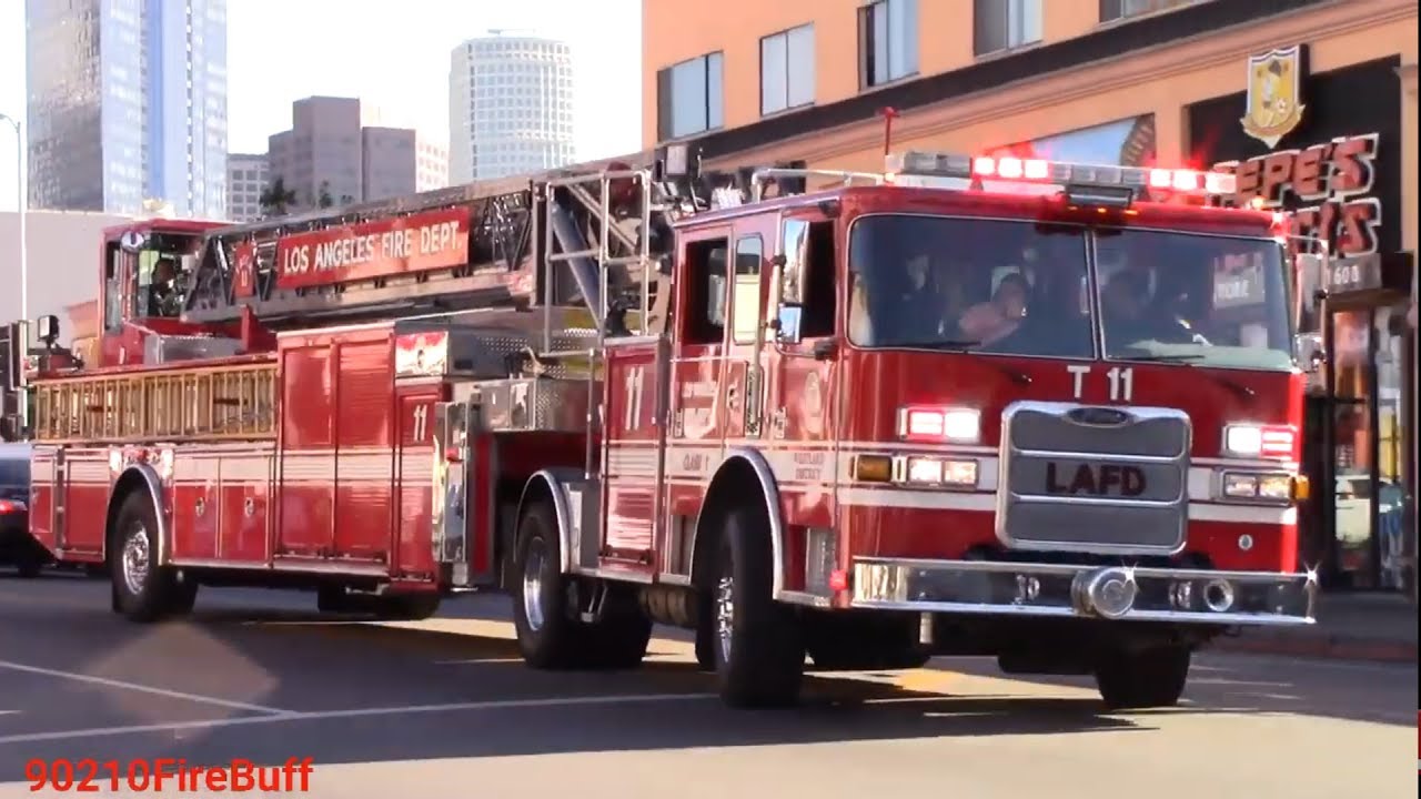 LAFD Light Force 11 & Rescue 29 Responding - YouTube