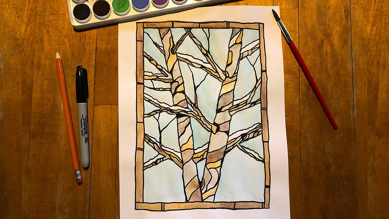 Stain Glass Trees Painting - YouTube