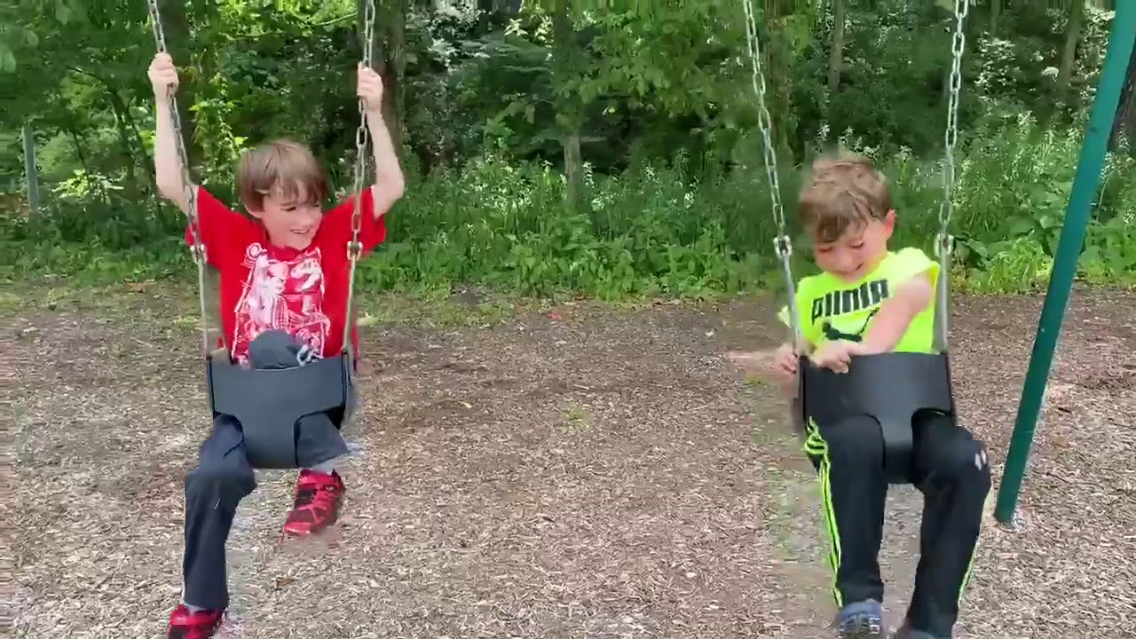 Henry and George stuck in baby swings 7.19.20 - YouTube
