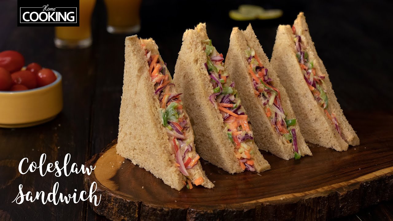 Coleslaw Sandwich Recipe | Mayonnaise Sandwich Recipe | Breakfast ...