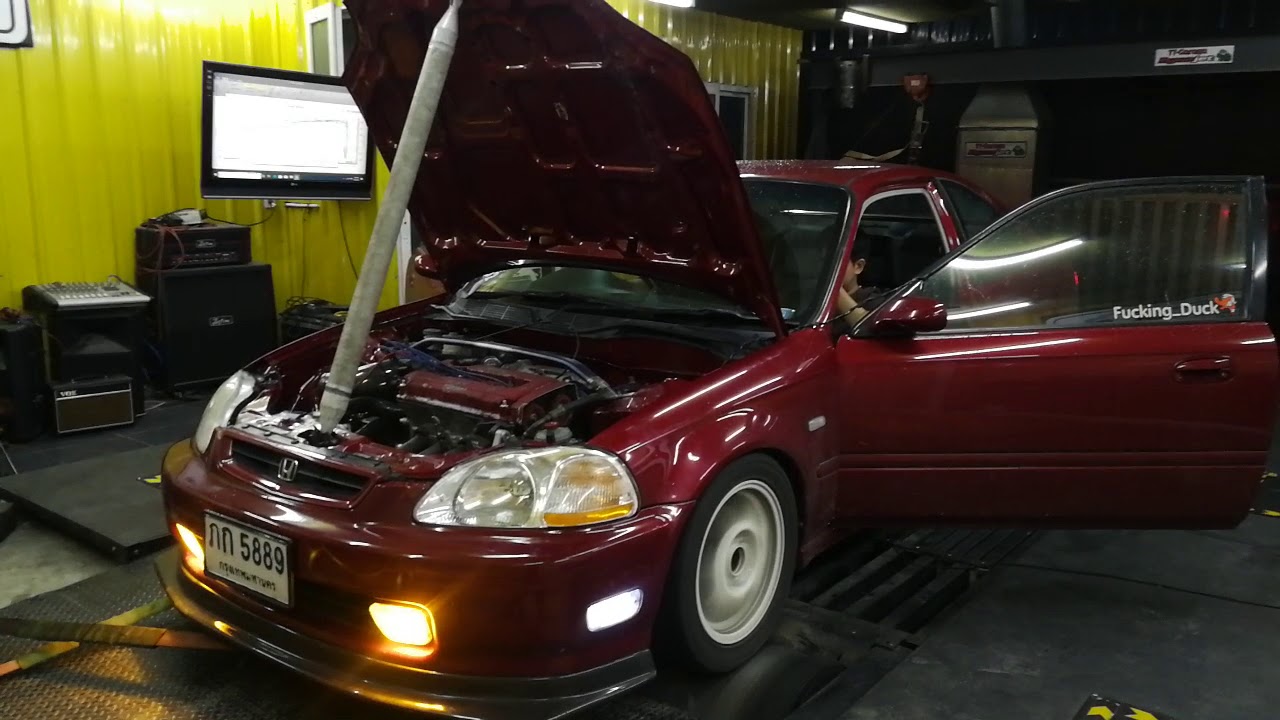 Vtec dohc b16+b20 dyno test 210hp - YouTube