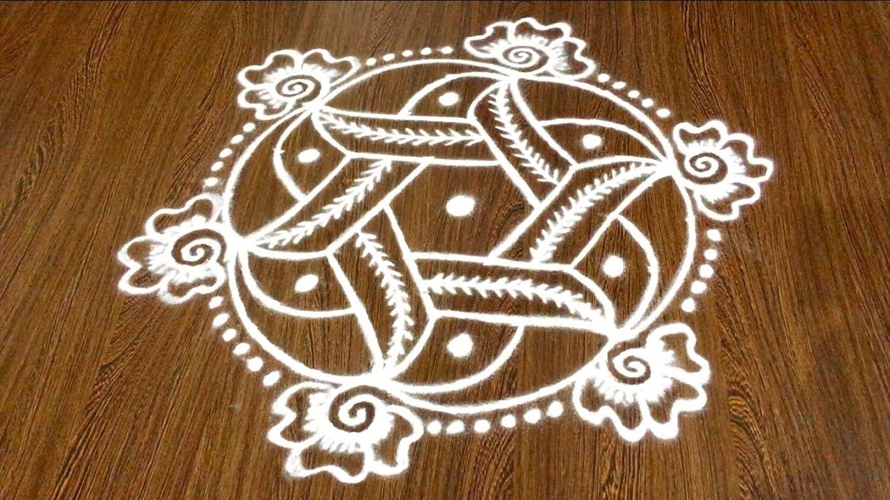 Simple Daily Rangoli Design with 7x4 Dots for Beginners | Easy Chikki ...