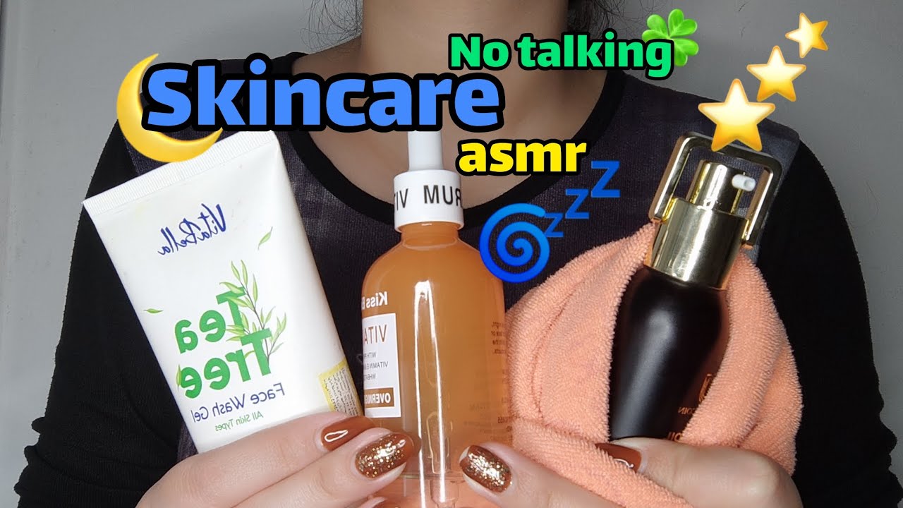 4 minutes care of your skin 🍓🫐 Skincare + No talking 🌸🍋 #asmr #relaxing ...
