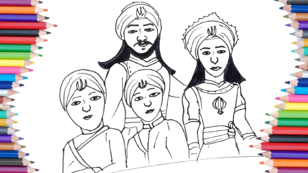 veer bal diwas drawing step by step / char sahibzaade drawing / how to ...
