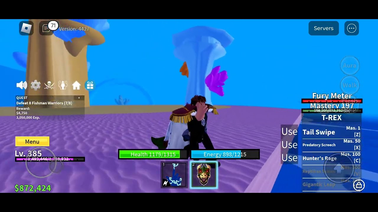 upgrading my new trex fruit gigantic leap enjoy (roblox) - YouTube